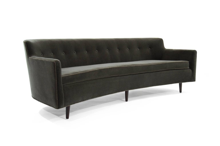 Mid-Century Modern Walnut Bracket Back Crescent Sofa at 1stDibs