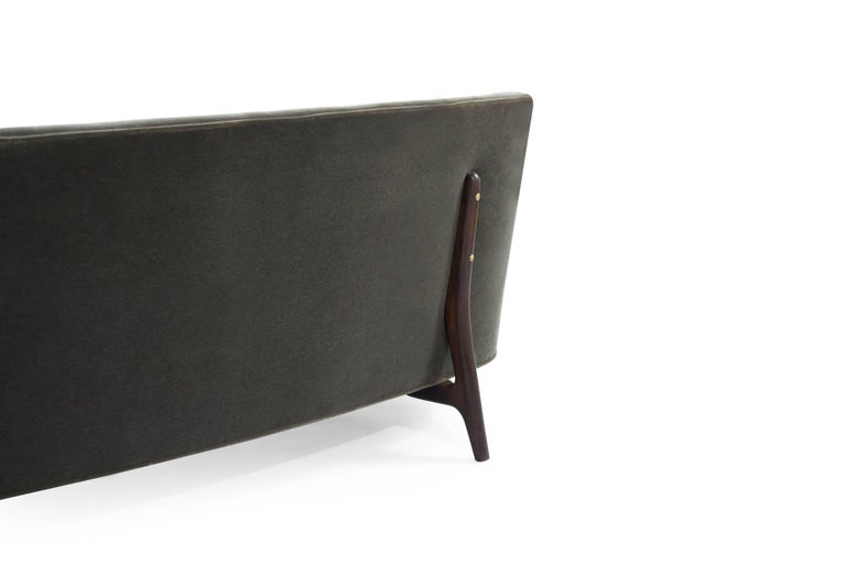 Mid-Century Modern Walnut Bracket Back Crescent Sofa at 1stDibs