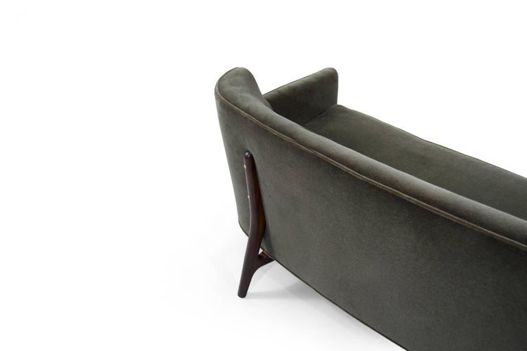 Mid-Century Modern Walnut Bracket Back Crescent Sofa at 1stDibs