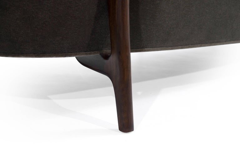 Mid-Century Modern Walnut Bracket Back Crescent Sofa at 1stDibs