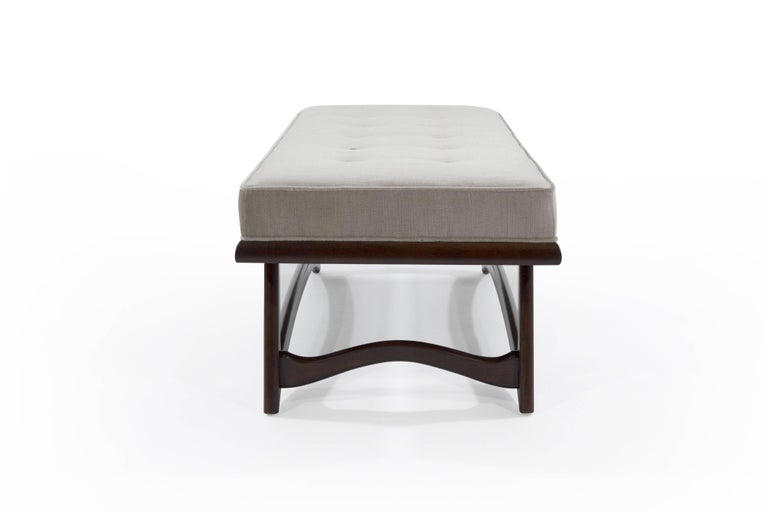 Modernist Sculptural Walnut Bench in Mohair at 1stDibs
