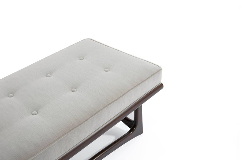 Modernist Sculptural Walnut Bench in Mohair at 1stDibs