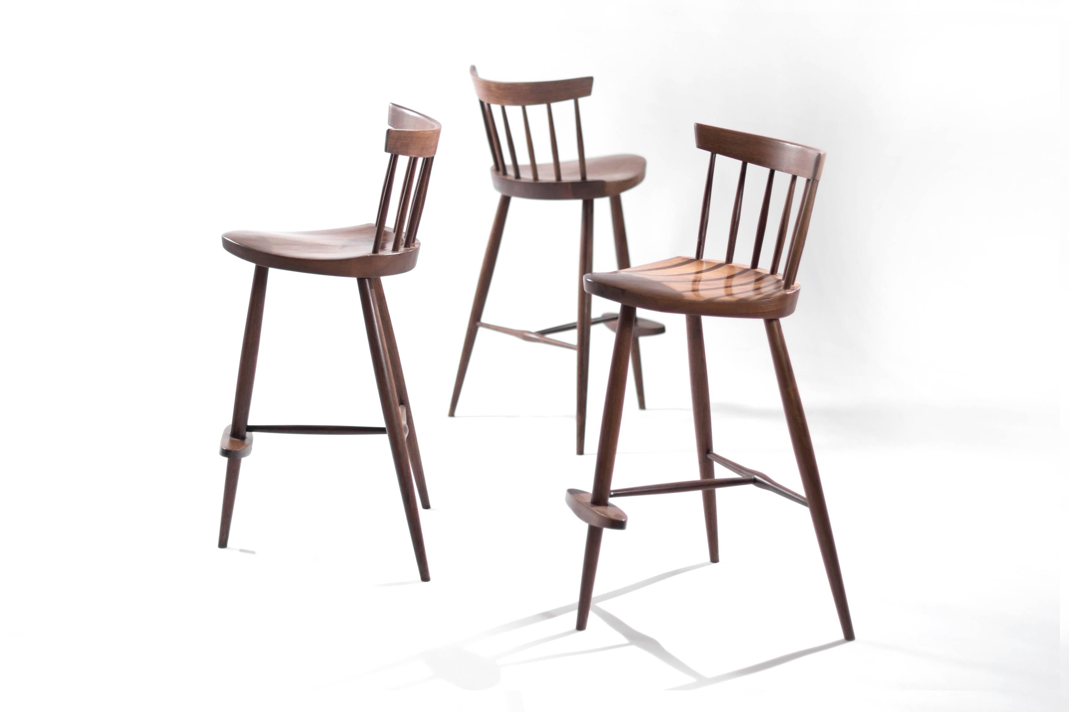 Set of Three Mira Bar Stools by George Nakashima at 1stDibs | nakashima ...