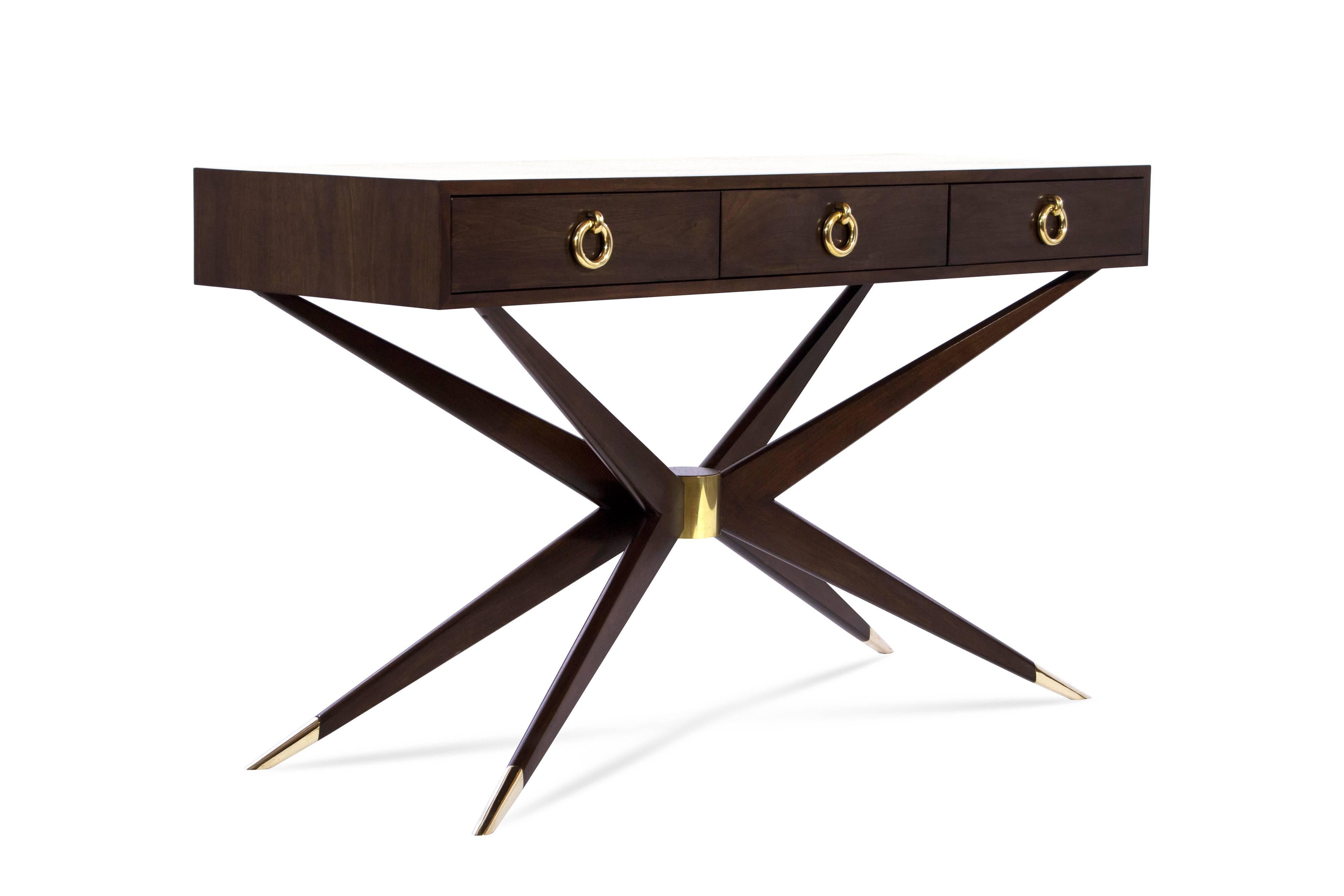 Walnut Sputnik Console Table For Sale at 1stDibs