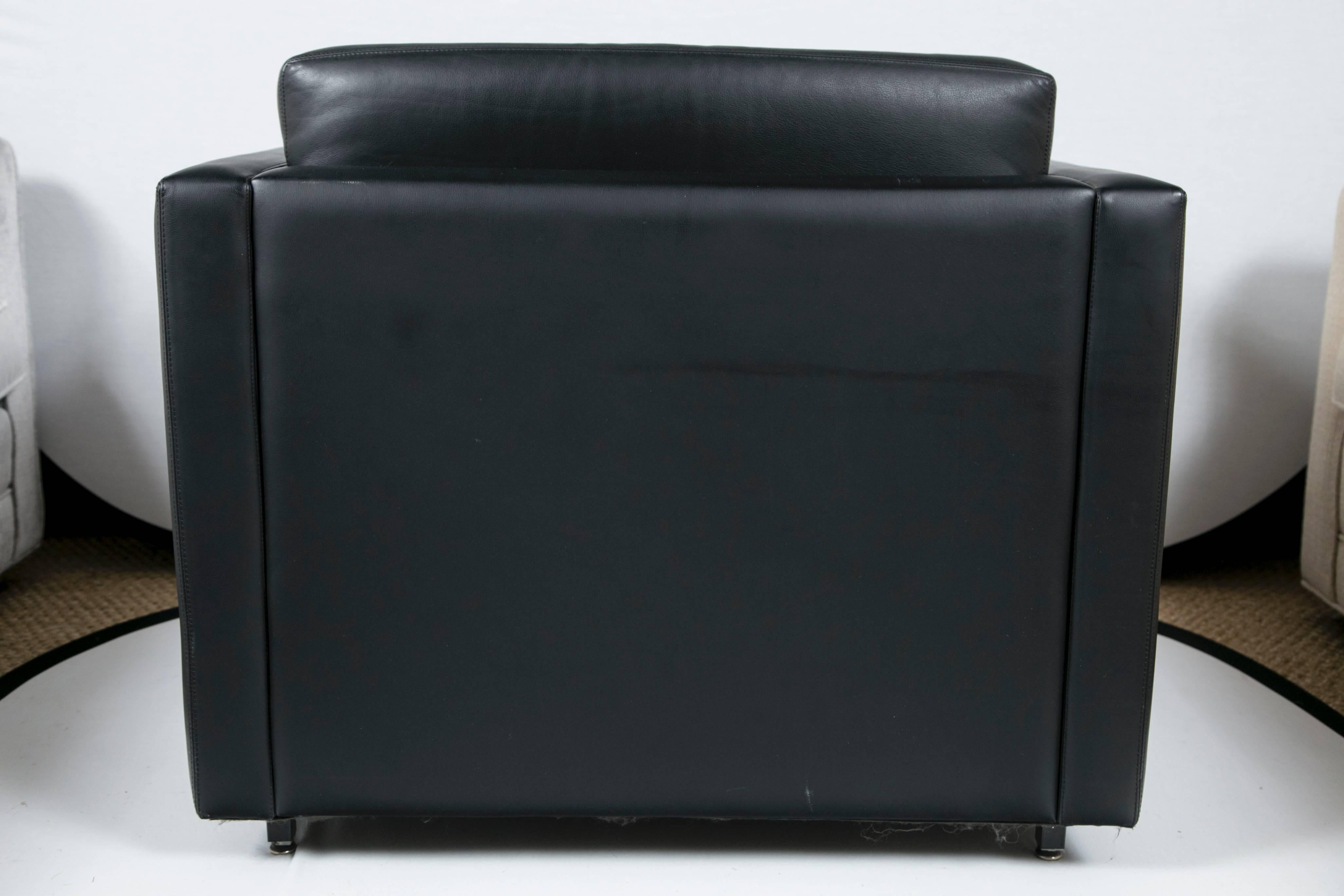 Pfister Lounge Chair in Black Leather at 1stDibs