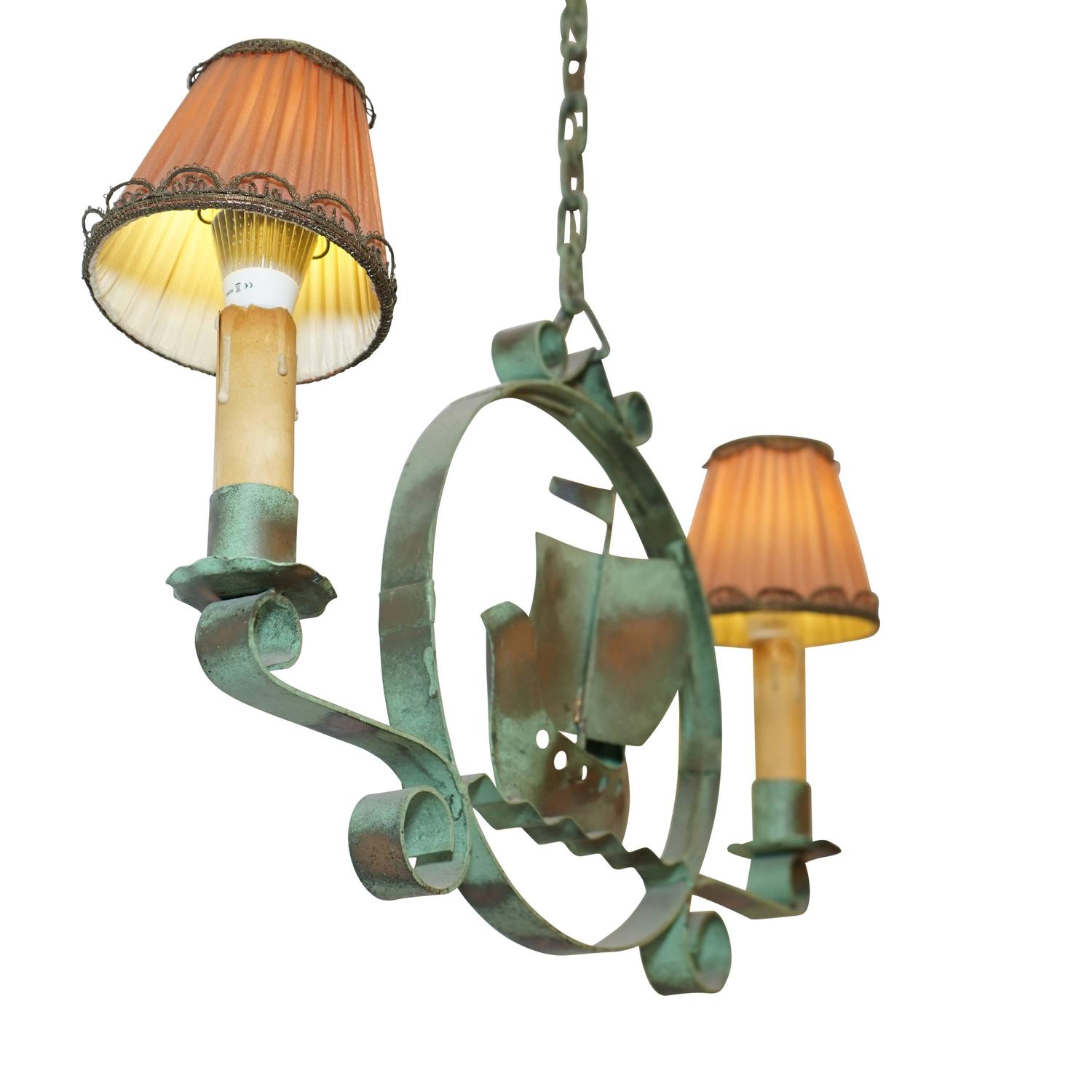 Swedish Folk Art Viking Themed Ceiling Light For Sale at 1stdibs