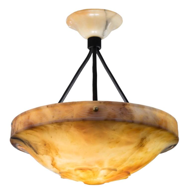 "Golden" Alabaster Light Fixture at 1stDibs