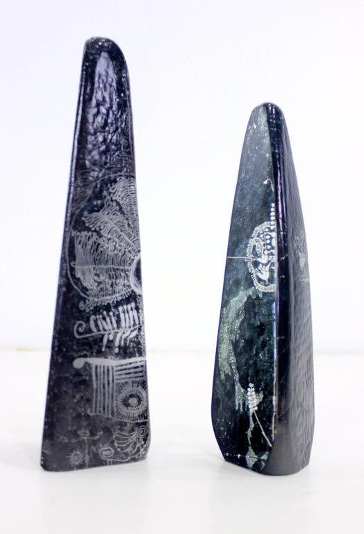 Pair of Scandinavian Modern Art Glass Obelisks by Goran Warff for Kosta ...