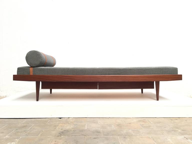1960s Teak Scandinavian Daybed and Storage with New De Ploeg Wool ...