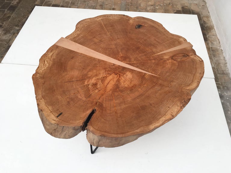 Mid-Century Modern Reclaimed Beech Trunk-Slab Custom-Made Table the ...