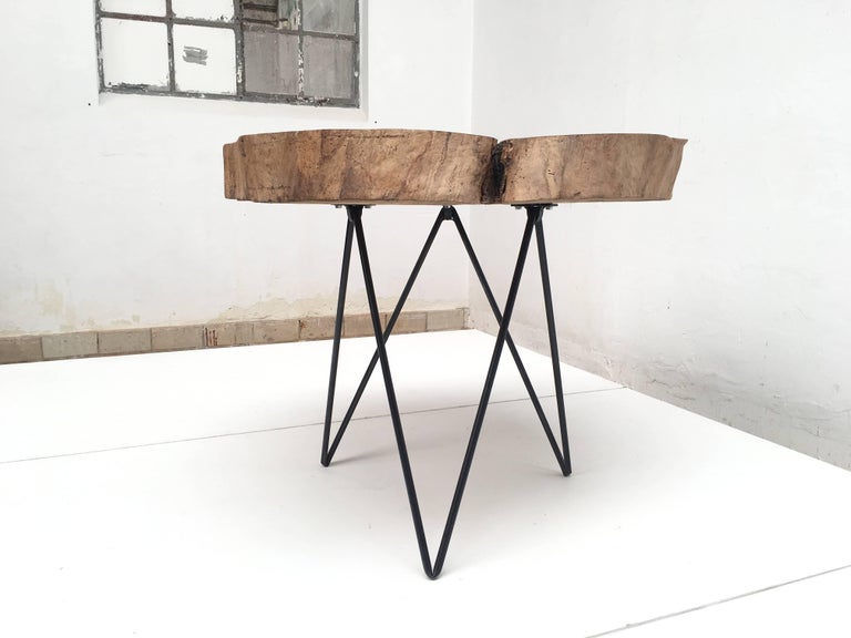 Mid-Century Modern Reclaimed Beech Trunk-Slab Custom-Made Table the ...