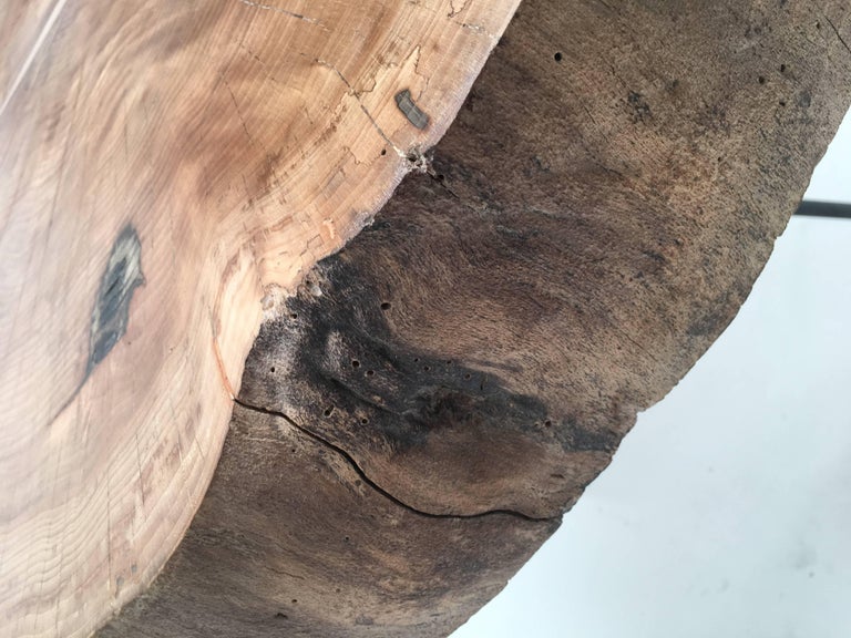 Mid-Century Modern Reclaimed Beech Trunk-Slab Custom-Made Table the ...