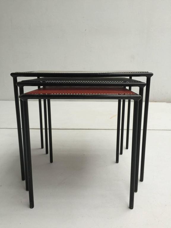 1950s Perforated Metal Mategot Style Dutch Nesting Tables by Floris ...