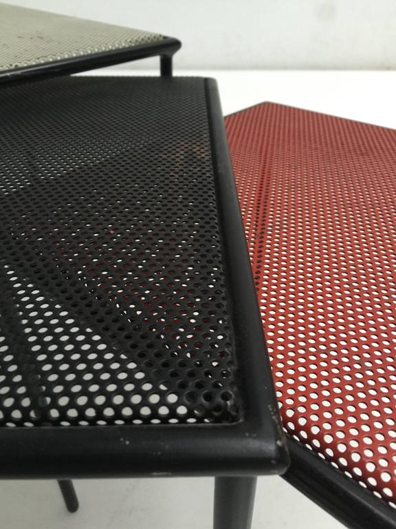 1950s Perforated Metal Mategot Style Dutch Nesting Tables by Floris ...