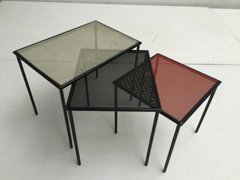 1950s Perforated Metal Mategot Style Dutch Nesting Tables by Floris ...