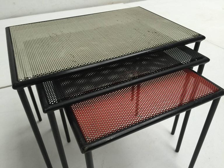 1950s Perforated Metal Mategot Style Dutch Nesting Tables by Floris ...