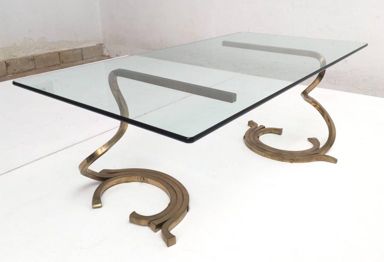 Stunning Sculptural Serpentine Form Coffee Table, Solid Brass Bar ...