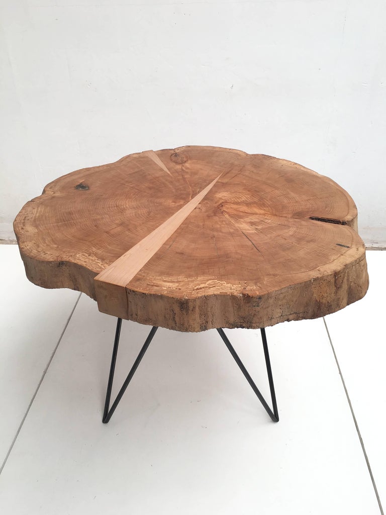 Mid-Century Modern Reclaimed Beech Trunk-Slab Custom-Made Table the ...