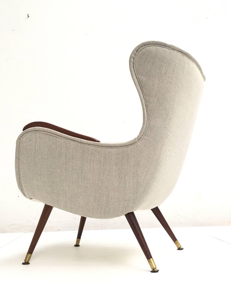 Pair of Danish Teak and Brass Organic, 1950s Wingback Easy Chairs ...