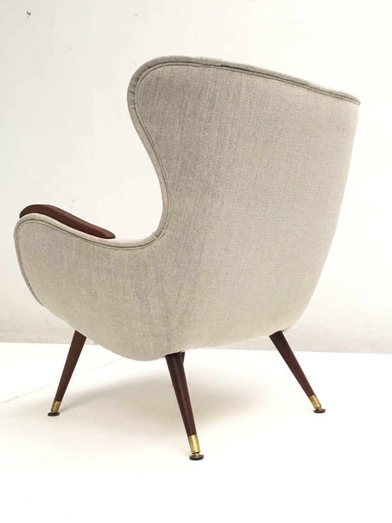 Pair of Danish Teak and Brass Organic, 1950s Wingback Easy Chairs ...