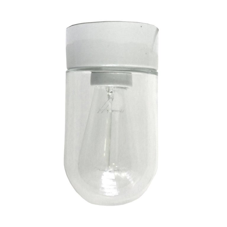 French Porcelain Vintage Industrial Clear Glass Wall Lamp Scones For ...