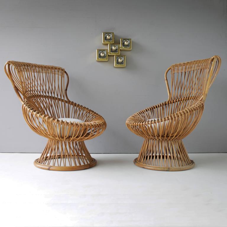 Pair of Margherita's and Ottoman by Franco Albini for Bonacina at 1stDibs