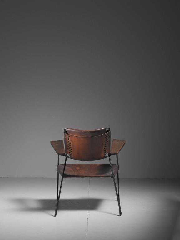 Rare Studio Furniture Chair with Heavy Saddle Leather, American, 1950s ...