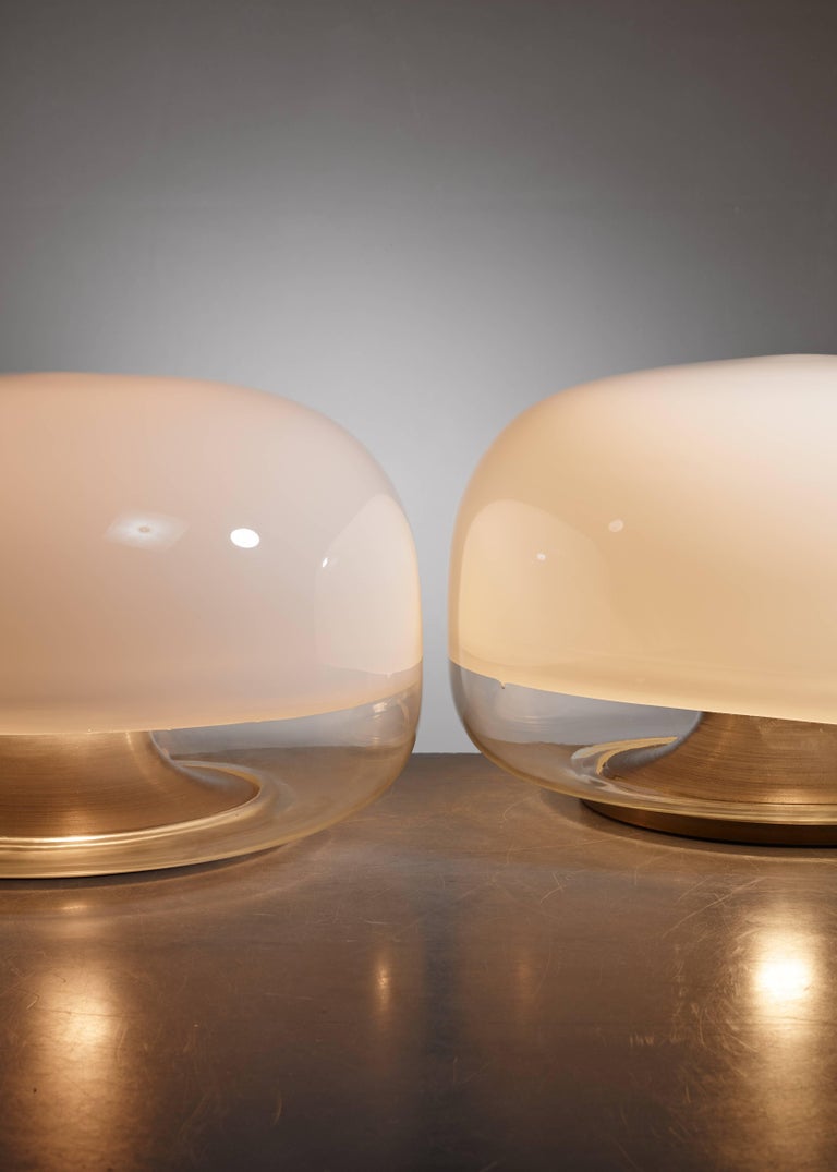 Pair of Leucos Glass Table Lamps, Italy, circa 1970 For Sale at 1stDibs
