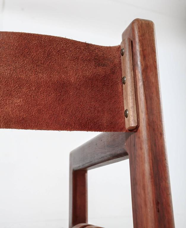 Set of Four Studio Crafted Leather Webbed Chairs, USA, 1950s For Sale ...