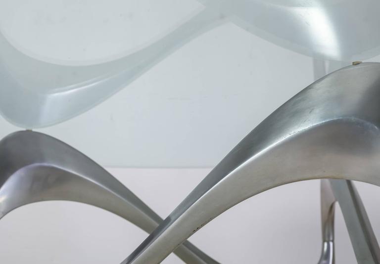 Large Knut Hesterberg Aluminum and Glass Snake Table, Germany, 1960s ...