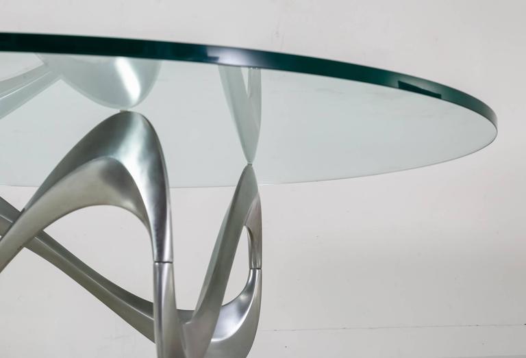 Large Knut Hesterberg Aluminum and Glass Snake Table, Germany, 1960s ...