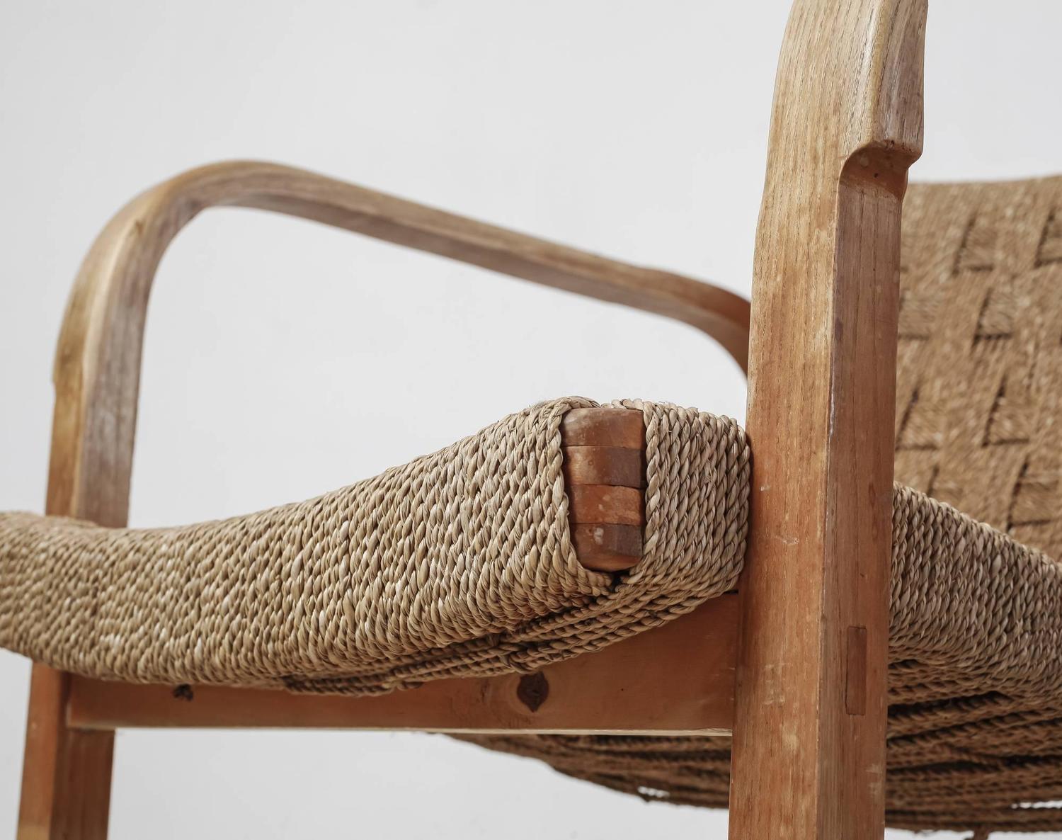 Magnus Stephensen pair of Bent Beech and Seagrass Armchairs, Denmark ...
