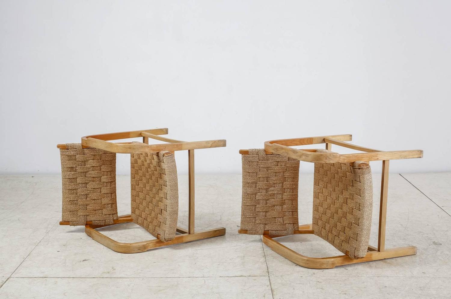 Magnus Stephensen pair of Bent Beech and Seagrass Armchairs, Denmark ...