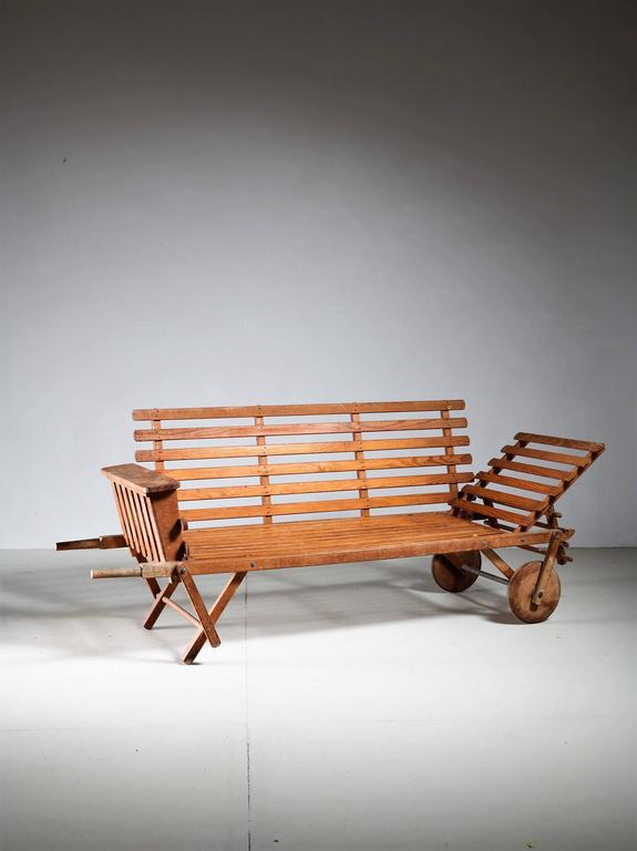 Swedish Wooden Sunbed with Wheels, 1930s at 1stDibs | wooden sunbed ...