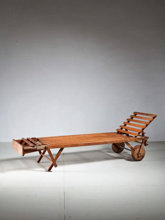 Swedish Wooden Sunbed with Wheels, 1930s at 1stDibs | wooden sunbed ...