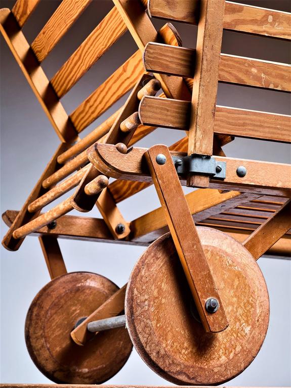 Swedish Wooden Sunbed with Wheels, 1930s at 1stDibs | wooden sunbed ...
