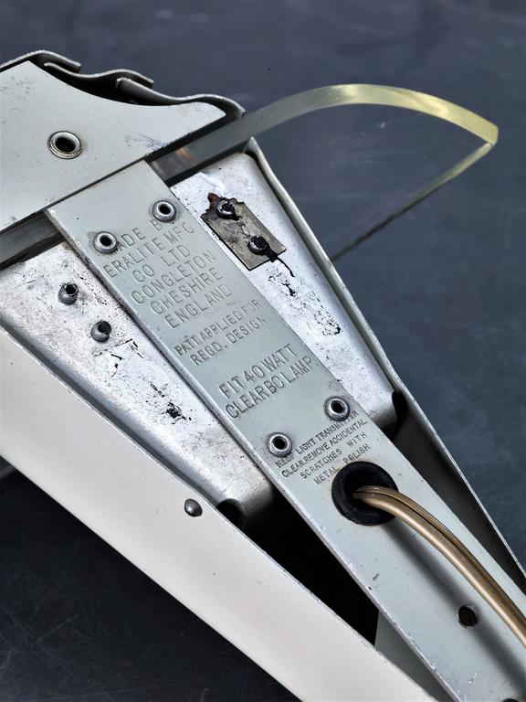 Pair of Eralite MFG Metal and Plexiglass Wall Lamps, England, 1940s For ...