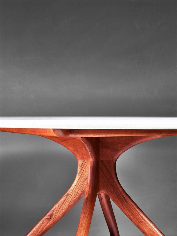 Sculptural Harrison Walnut and Marble Studio Table, USA For Sale at 1stDibs