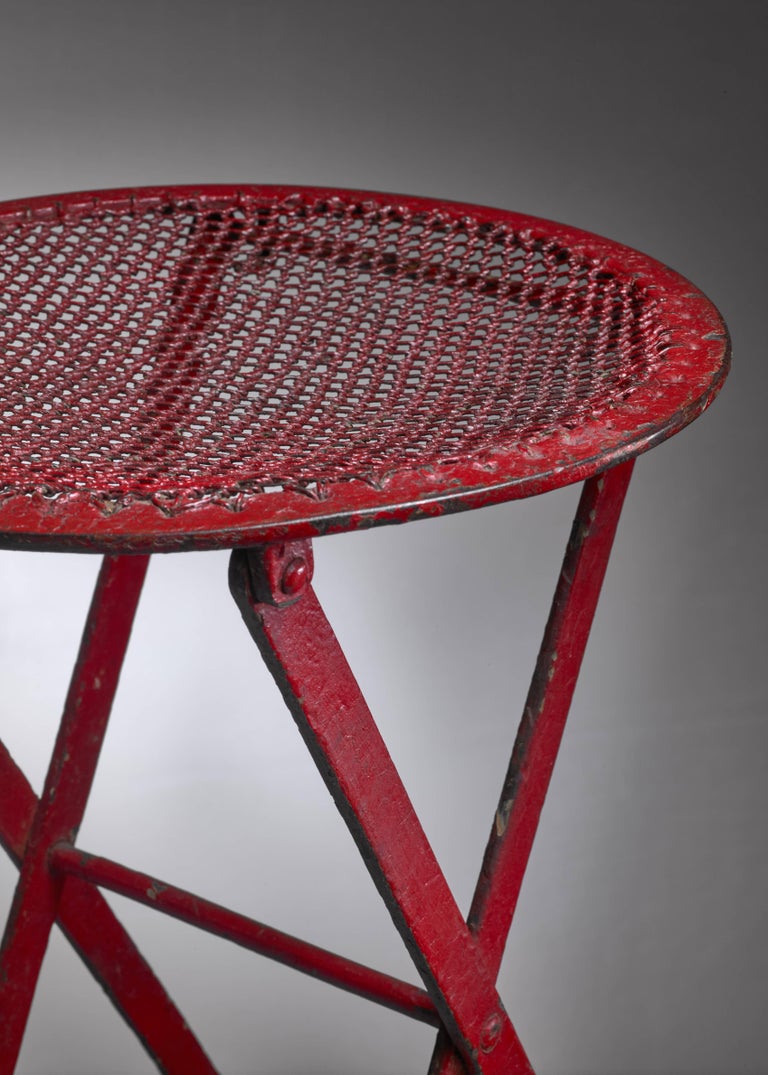 Foldable red metal stool, Germany, 1950s For Sale at 1stDibs