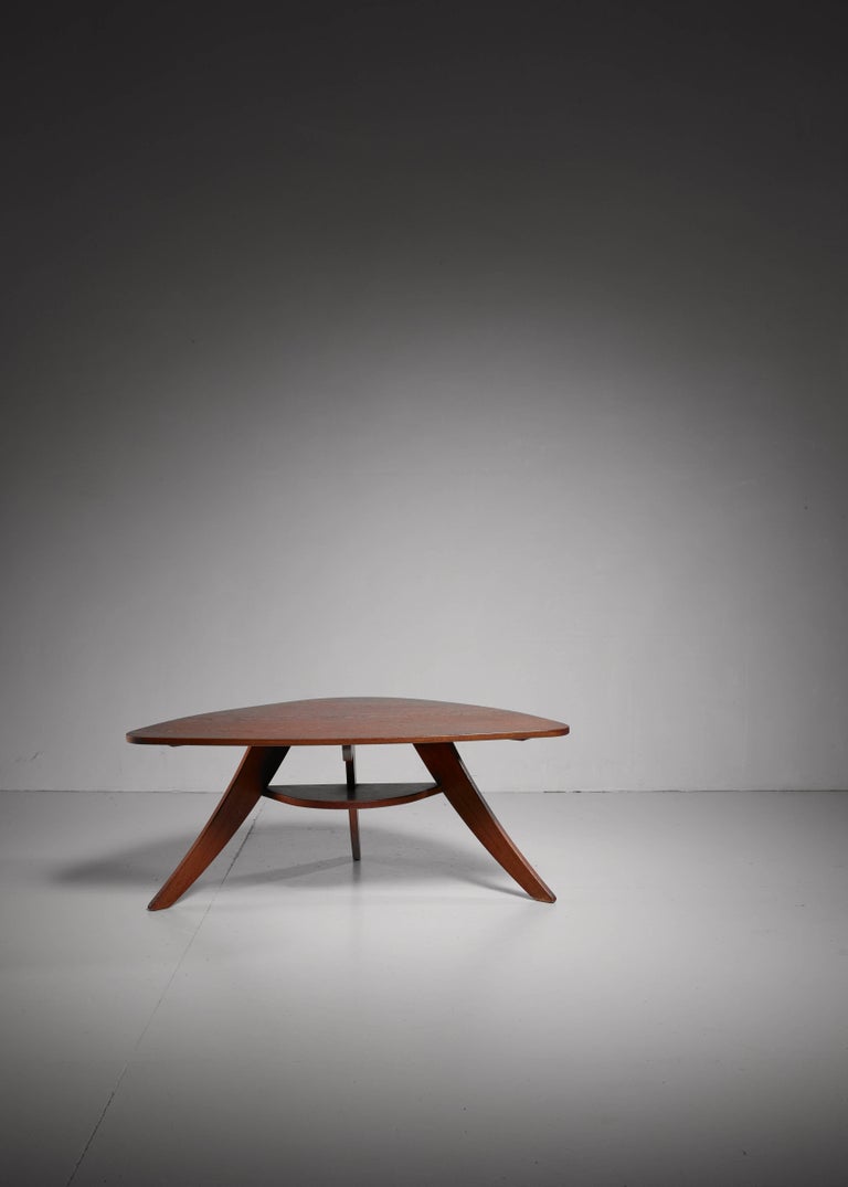 Triangle Shaped Solid Oak Arts And Crafts Sidetable, Dutch, 1940s For ...