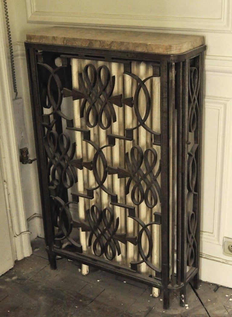 Three Rare Art Deco Radiator Covers in Wrought Iron, circa 1930 For ...