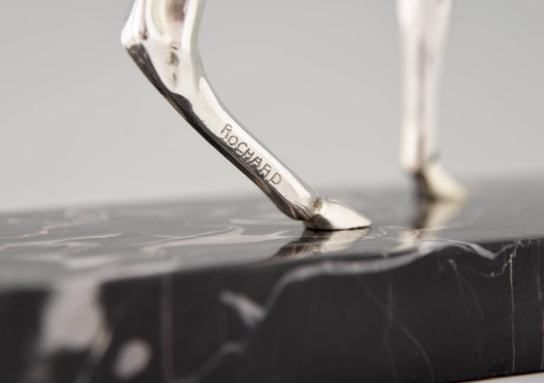 French Art Deco Silvered Bronze Deer Sculpture by Irenee Rochard, 1930 ...