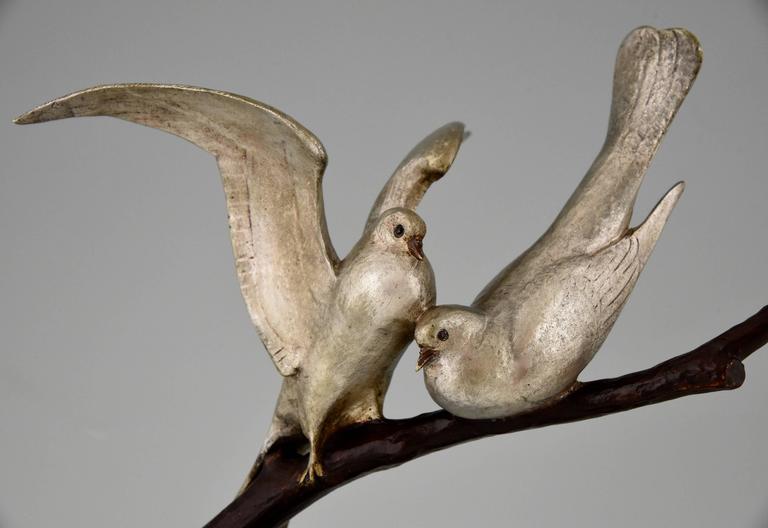 Art Deco Bronze Love Doves Bird Sculpture by Becquerel, 1930 France at ...