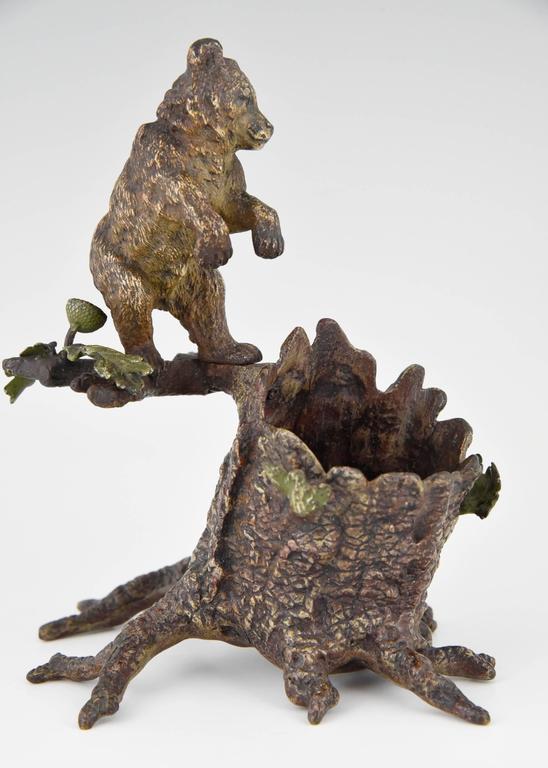 Antique Vienna Bronze Bear on a Tree Trunk by Franz Bergman, 1900 at ...