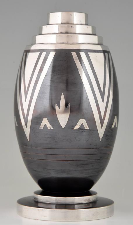 Art Deco Dinanderie Vase Stylized Geometric Design Luc Lanel for ...