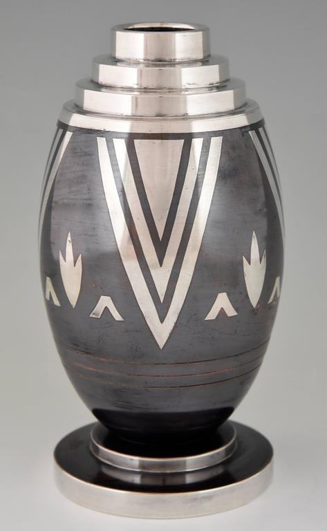 Art Deco Dinanderie Vase Stylized Geometric Design Luc Lanel for ...