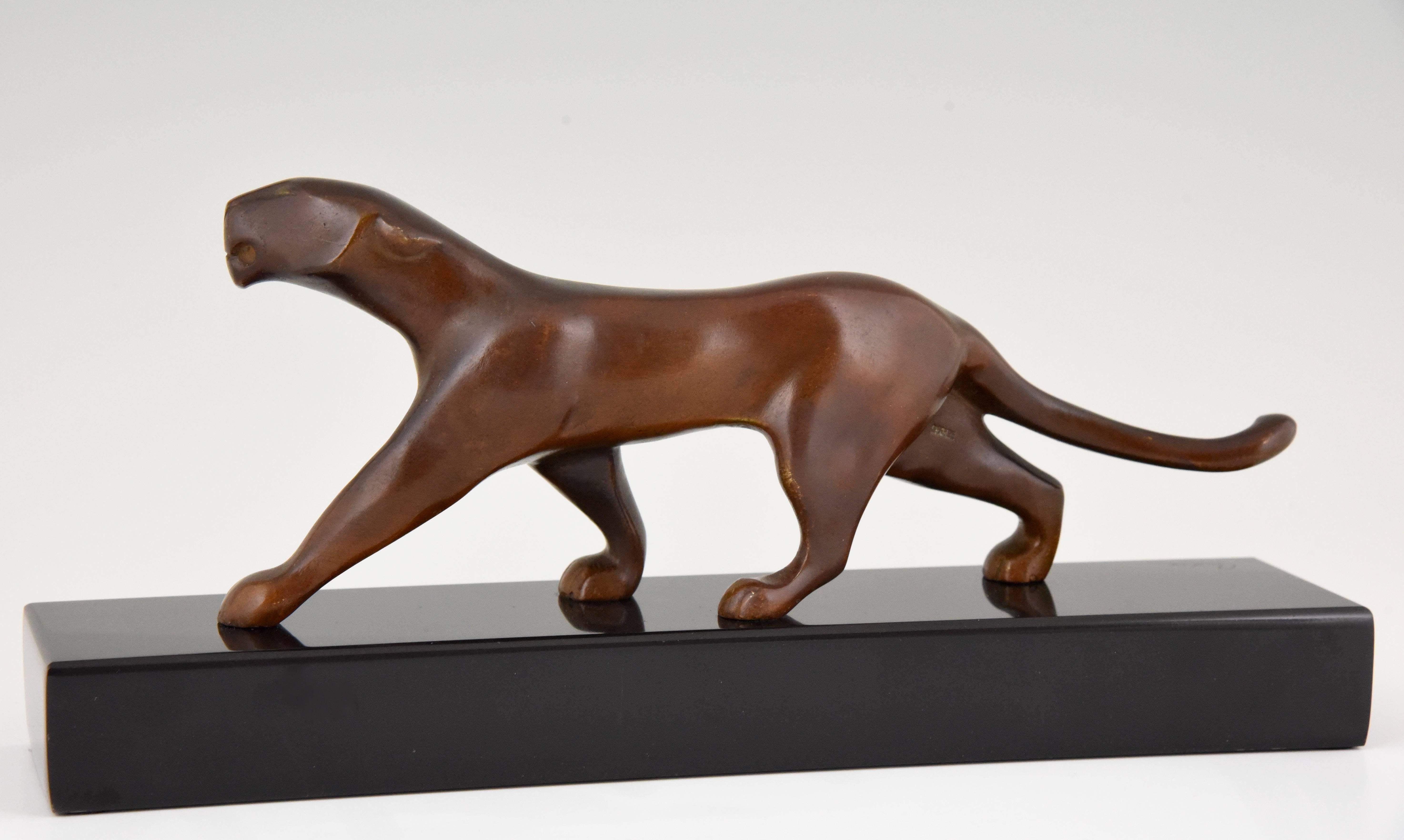 French Art Deco Bronze Panther Sculpture by Michel Decoux, 1930 at ...