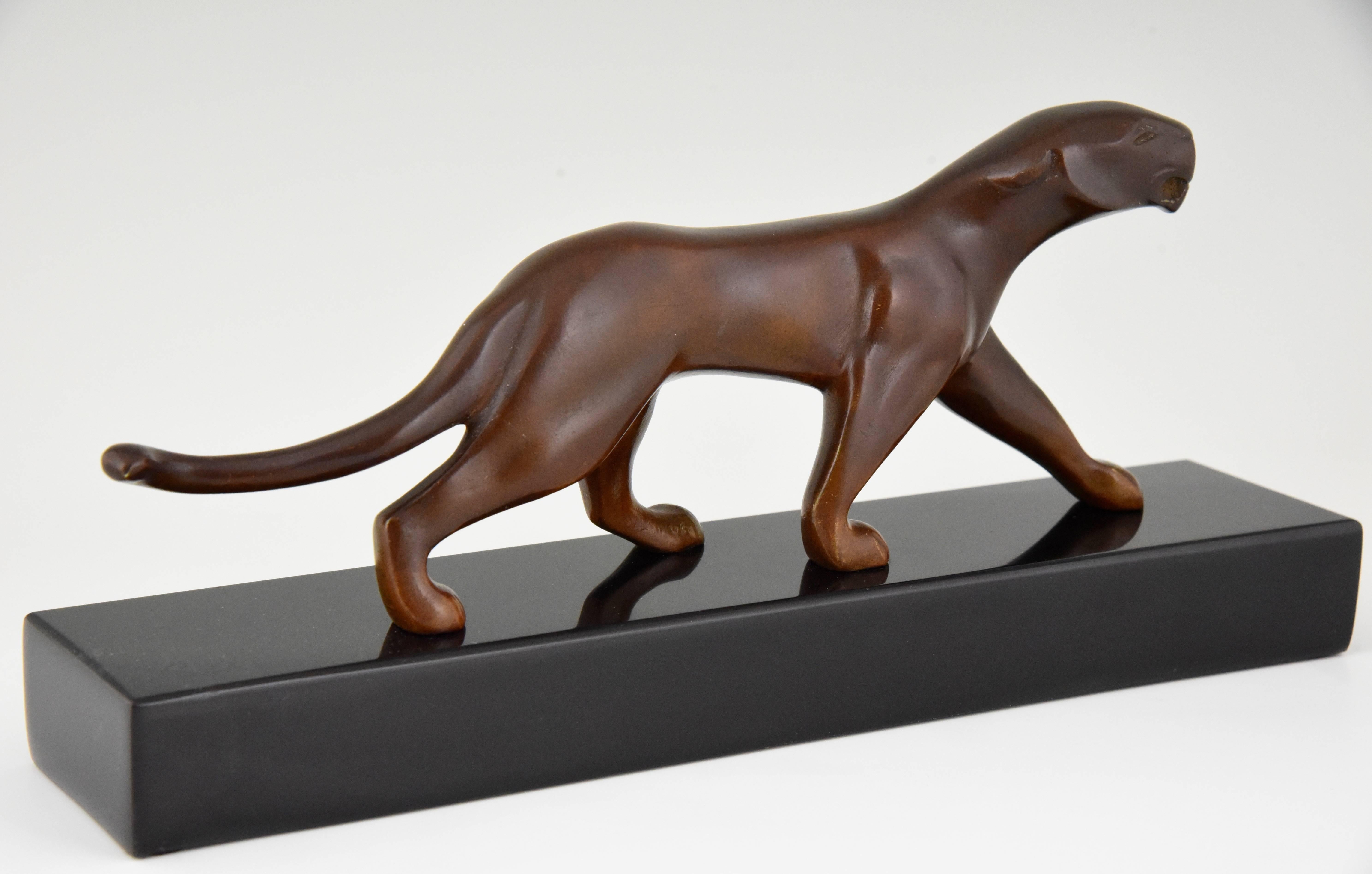 French Art Deco Bronze Panther Sculpture by Michel Decoux, 1930 at ...