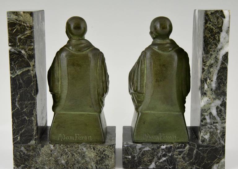 Art Deco Bookends Buddhist Monks Reading by Adam Féron, 1930 at 1stDibs
