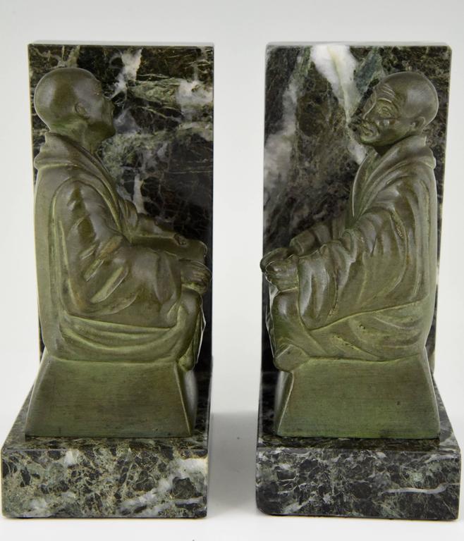 Art Deco Bookends Buddhist Monks Reading by Adam Féron, 1930 at 1stDibs